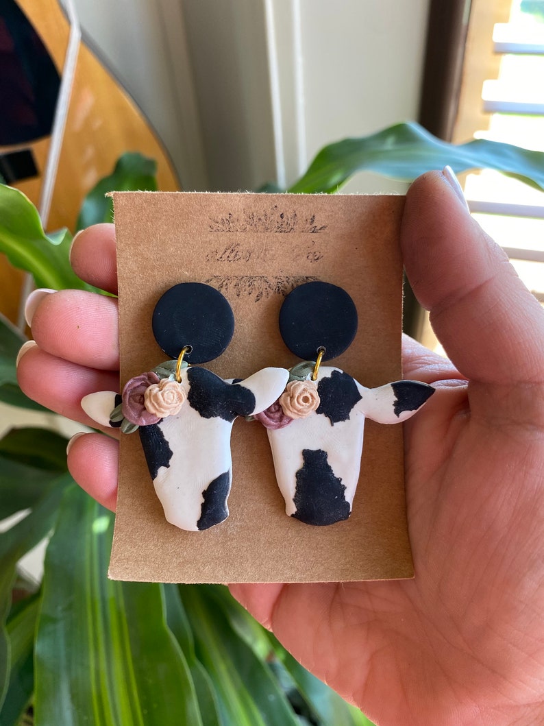 Cow Polymer Clay Earrings Jewelry Cows Cow Print - Etsy