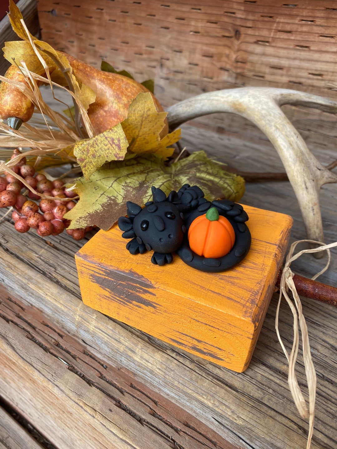 Black Dragon Figurine | Polymer Clay Dragon, Gift Fantasy Polymer Clay ...