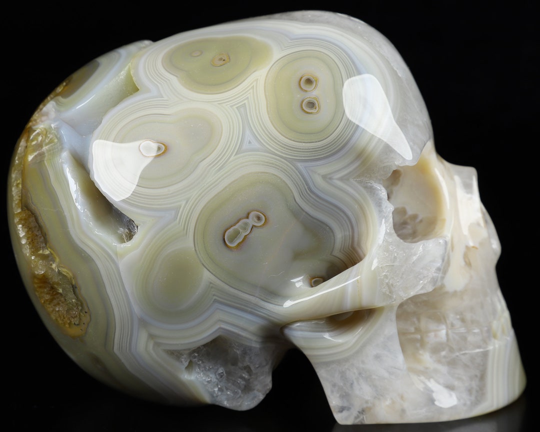 Skullis Crystal Skull, 5.1" Premium Brazilian Agate Carved Crystal MH ...