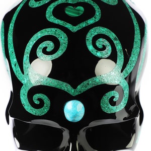 7.5" Black Obsidian & Malachite Inlay Hand Carved Crystal Detachable ...
