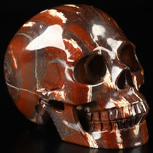 Skullis Crystal Skull, 4.1" Red Snake Skin Jasper Hand Carved Gemstone ...