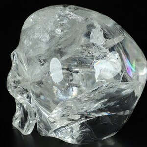 Skullis Crystal Skull, Rainbow Clear Huge 5.7" Quartz Rock Crystal ...
