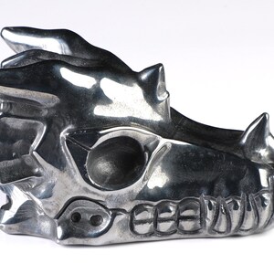 Skullis Crystal Skull, 4.1" Tera-hertz Hand Carved Crystal Dragon Skull ...