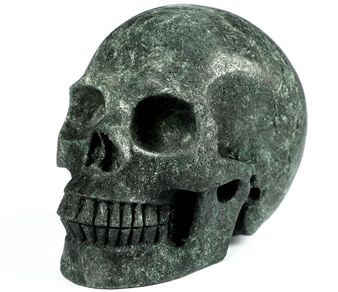 Halloween Decor, Skullis Crystal Skull, Gemstone 4.7 Tremolite & Marble ...