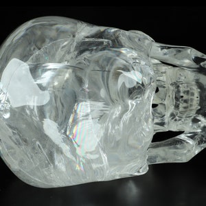 Skullis Crystal Skull, Rainbow Clear Huge 5.7" Quartz Rock Crystal ...