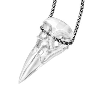 2.4" Quartz Rock Crystal Carved Crystal Raven Skull Pendant ...