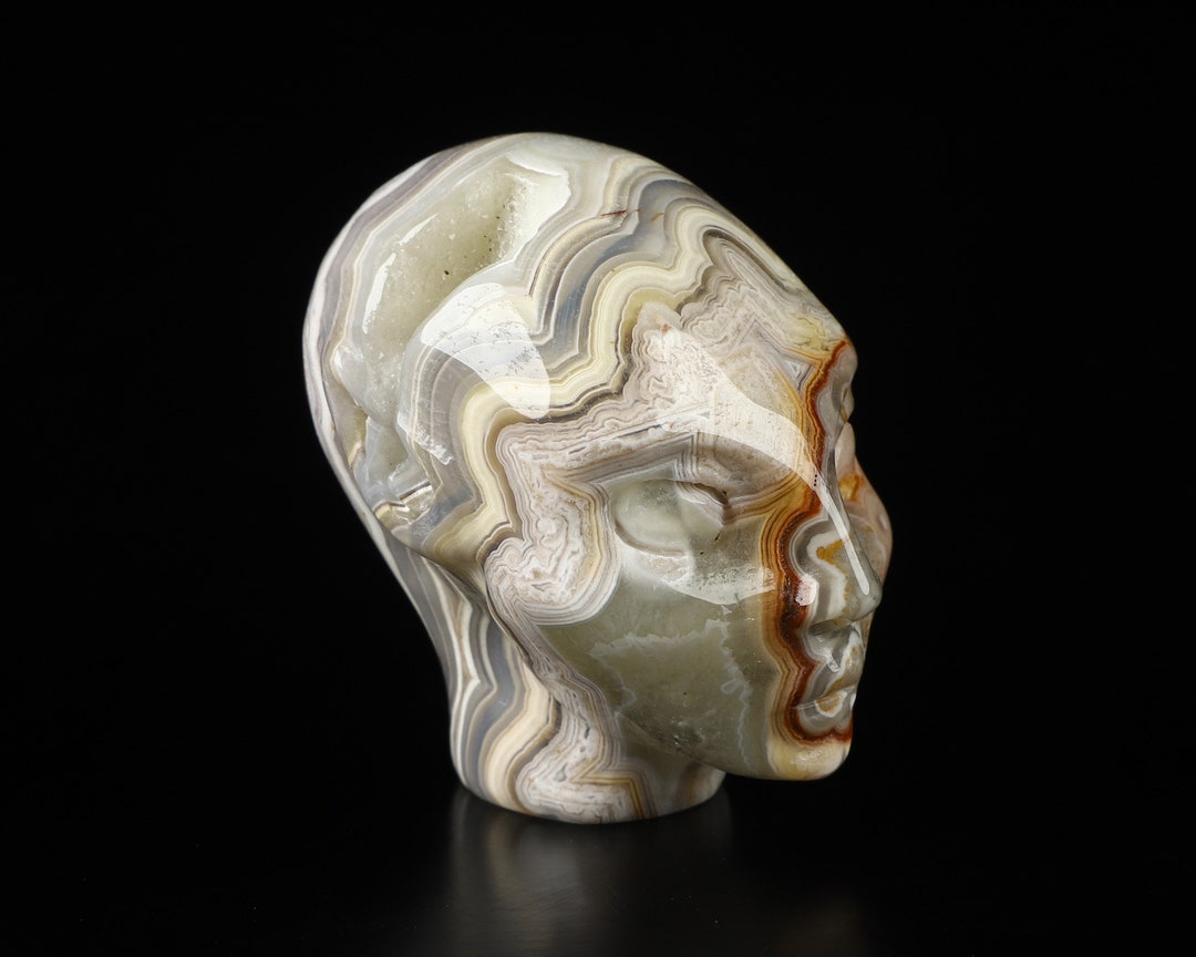 Skullis Crystal Skull, 1.8" Red Crazy Lace Agate Carved Fairy Elf Alien ...