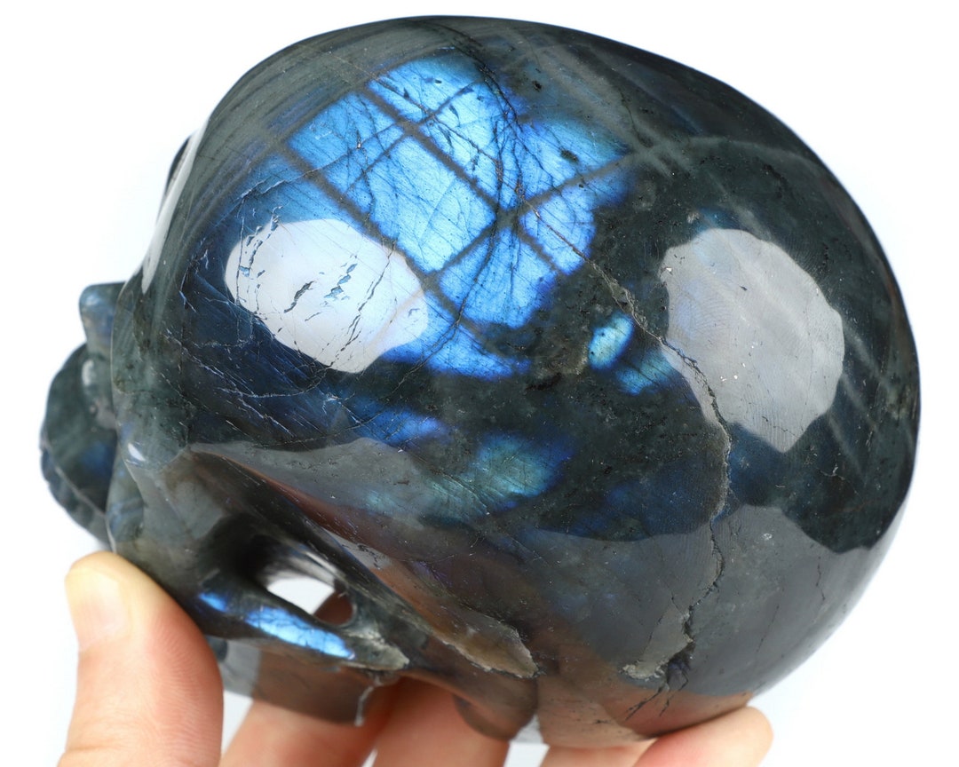 Skullis Crystal Skull, 5.0" Labradorite Hand Carved Gemstone Skull ...