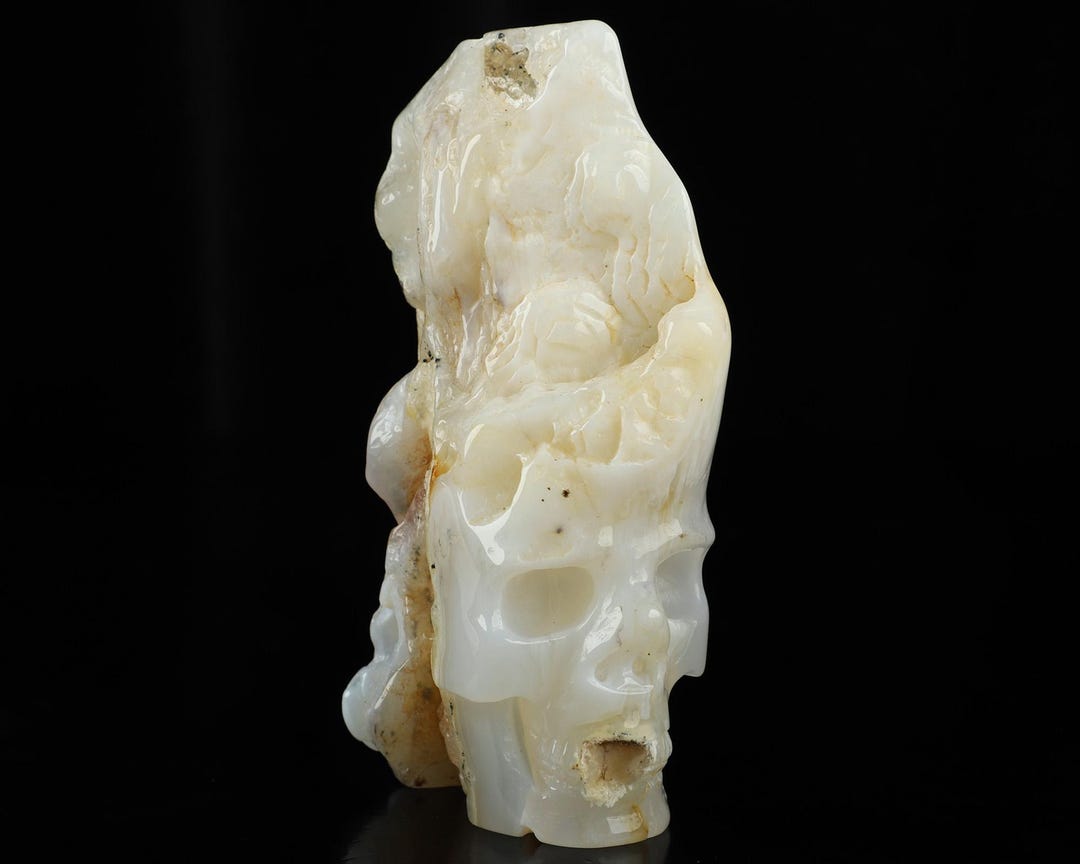 Skullis Crystal Skull, 3.4" Agate Hand Carved Crystal Skull Fine Art ...