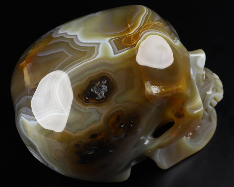 6.1" Premium Brazilian Agate Hand Carved Crystal Skull, Super Realistic ...