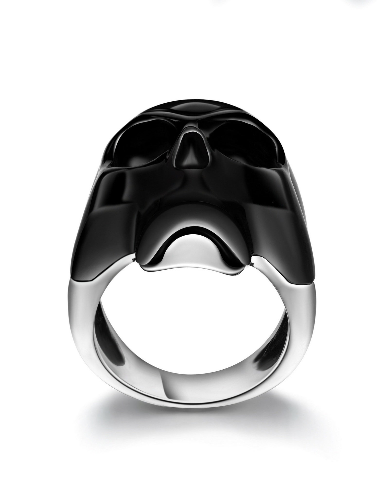 Signature Gem Skull Ring, Black Obsidian Carved Crystal Skull and 925 ...
