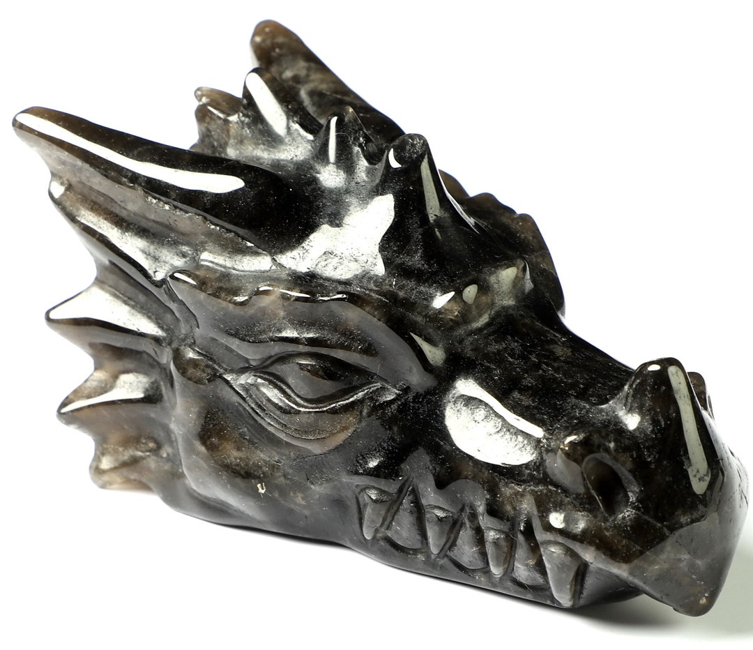 Skullis Crystal Skull, Huge 3.9black Quartz Hand Carved Crystal Dragon ...