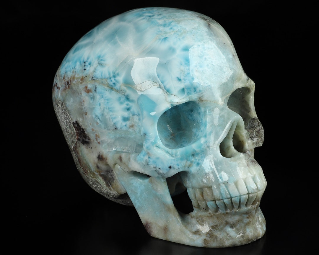 Skullis Crystal Skull, Gemstone 4.6" Larimar Carved Crystal Skull,super ...