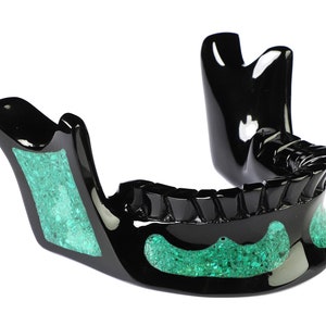 7.5" Black Obsidian & Malachite Inlay Hand Carved Crystal Detachable ...