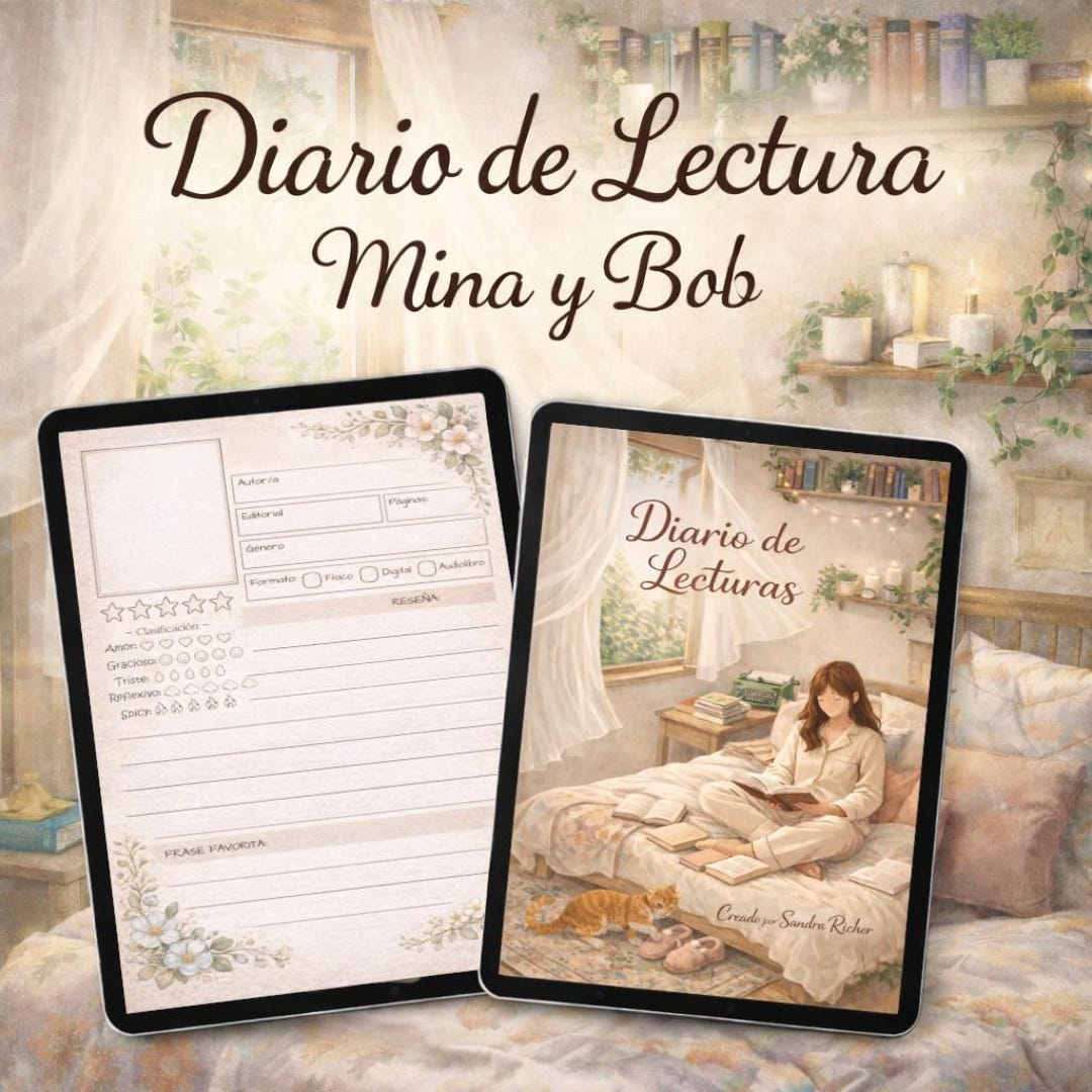 Spanish Reading Journal, 3 Books a Month Challenge. Mina and Bob. - Etsy