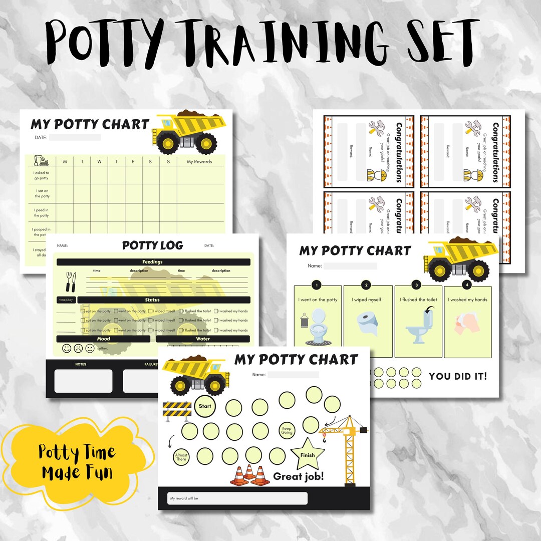 Construction Truck, Potty Training Chart Set, Kids Bathroom Training ...