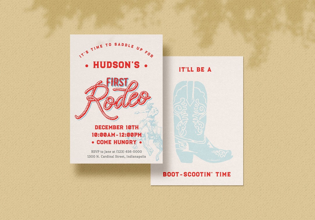 First Rodeo Cowboy Birthday Invitation, EDITABLE TEMPLATE, Instant ...