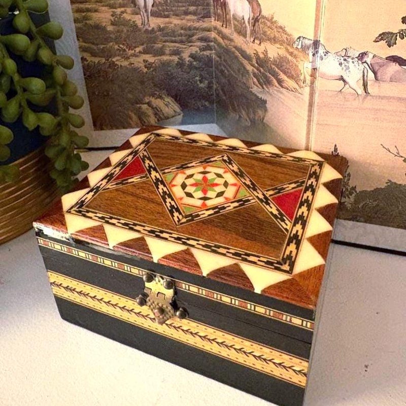 Marquetry Inlaid Wood Box - Etsy