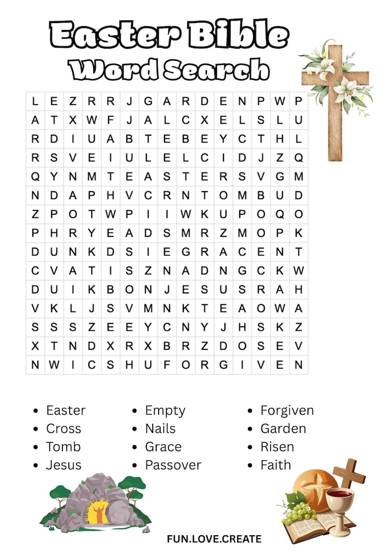 Easter Bible Word Search |instant Download| Printable - Etsy
