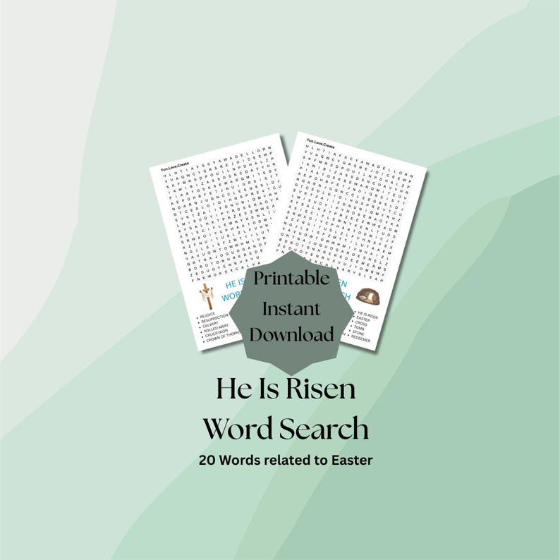 He is Risen Word Search | Instant Download - Etsy