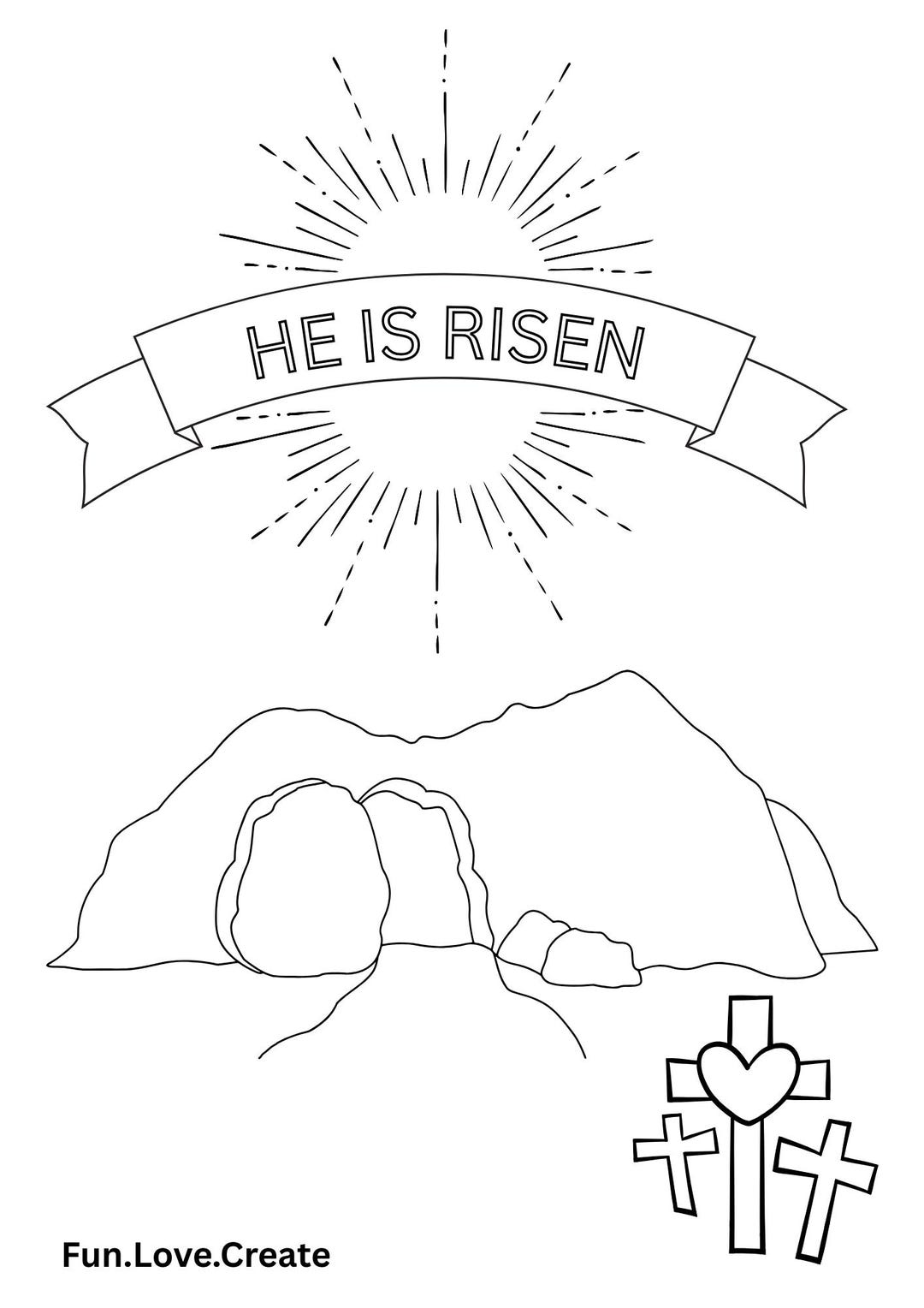 He is Risen Coloring Page | Christian Easter Activity (instant Download ...