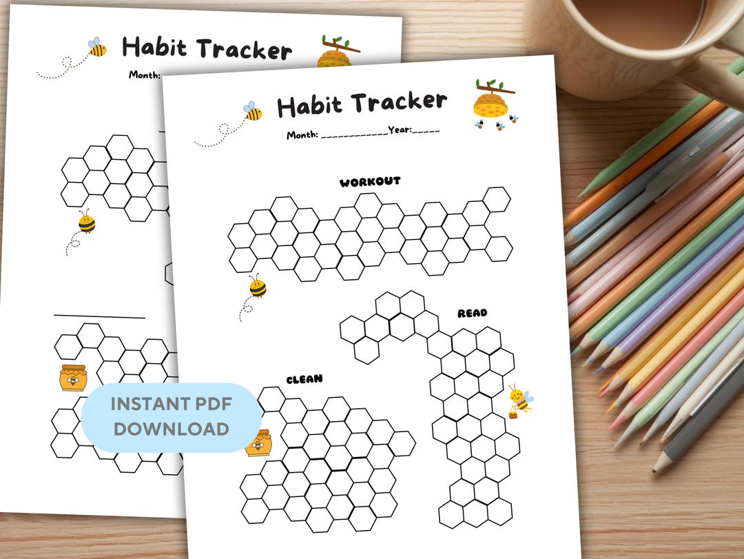 Honeycomb Habit Tracker Printable, Wellness Planner (digital Download ...