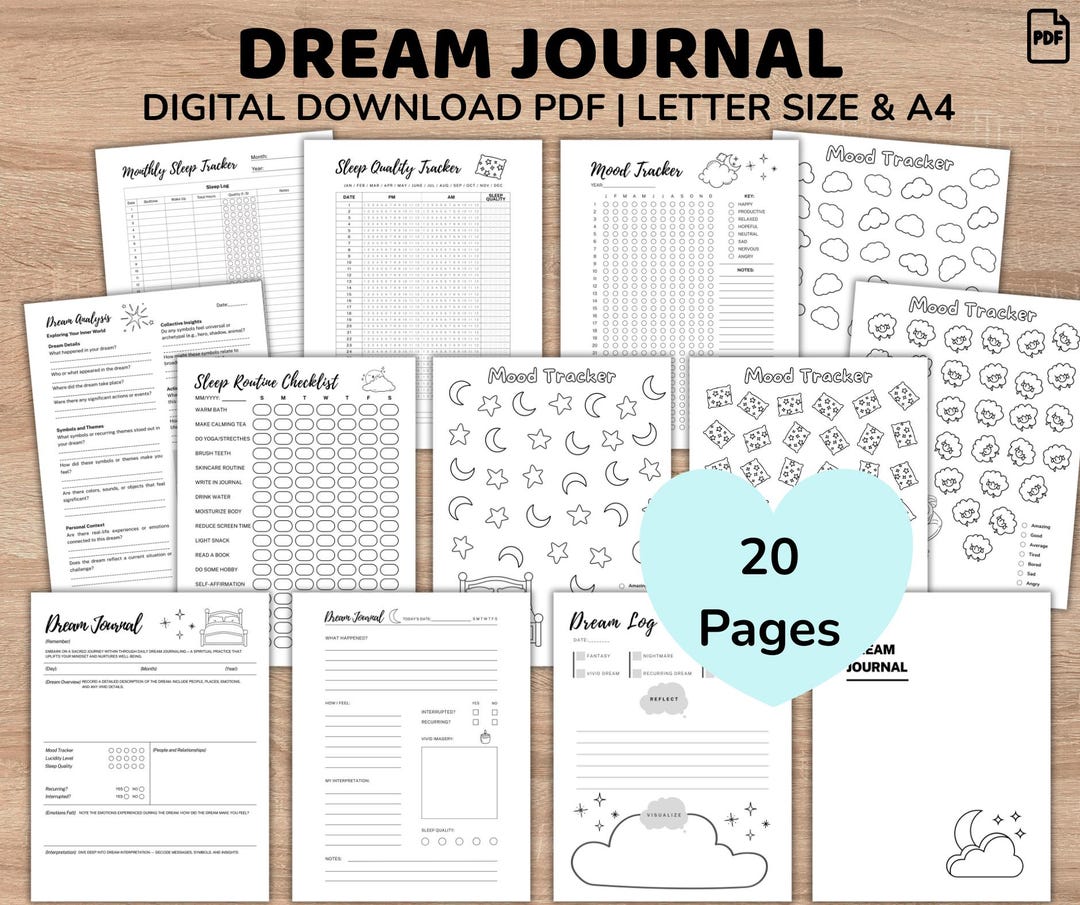 Dream Journal Printable Bundle 20 Pages | Dream Log, Lucid Dreaming ...