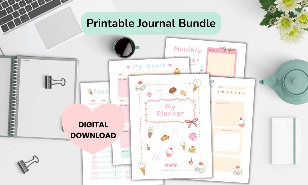 Kawaii Sweets Planner Bundle, Pastel Stationery Organizer (PDF) - Etsy