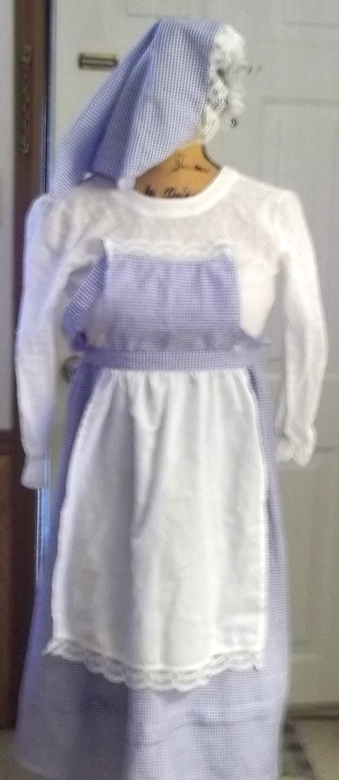 Vintage, Belle Costume, Cinderella Work Dress, Blue and White Gingham ...