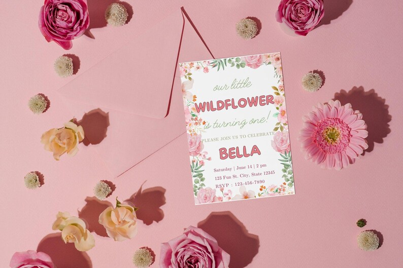 Editable Wildflower Birthday Invitation Template, Boho Floral Party ...