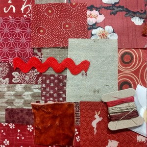 Slow Stitch Kit in RED /collage Kit - Etsy