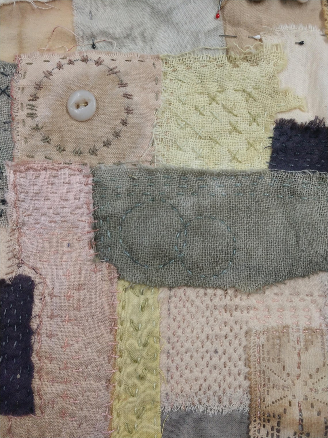 Slow Stitch Kit With Hand Dyed Fabrics /collage Kit / Embellishments ...