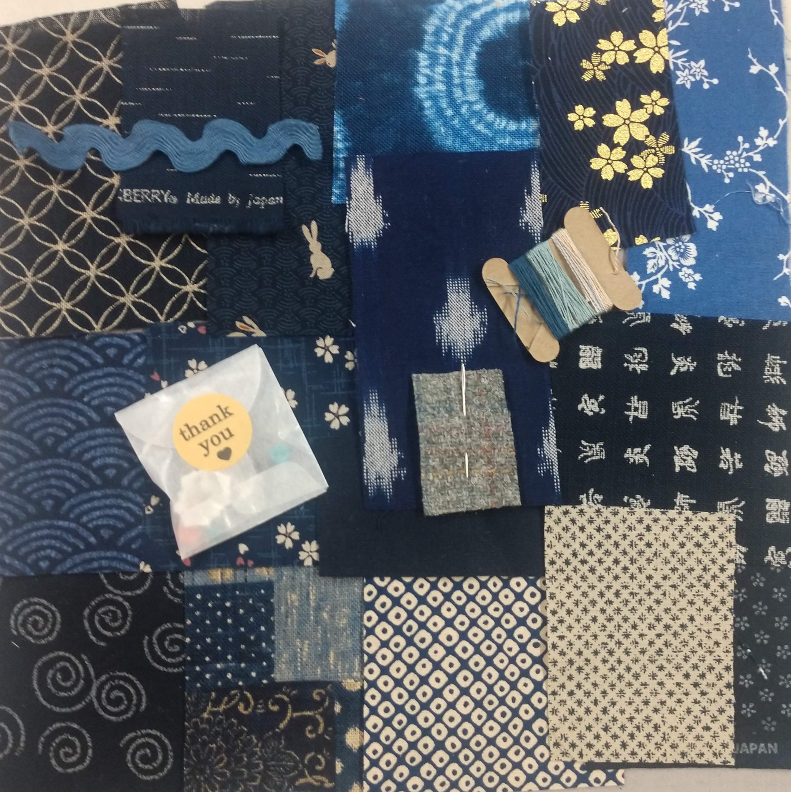 Slow Stitch Kit/boro Collage Kit/collage/indygo Blue - Etsy