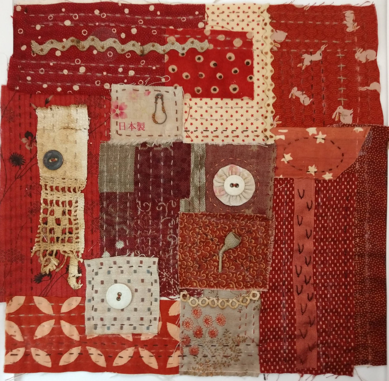 Slow Stitch Kit in RED /collage Kit | Etsy