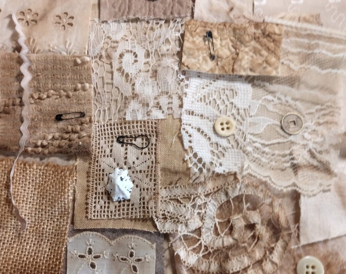 Primitive Slow Stitch Kit/ Collage/ Boro Collage/ Mindful Stitching ...