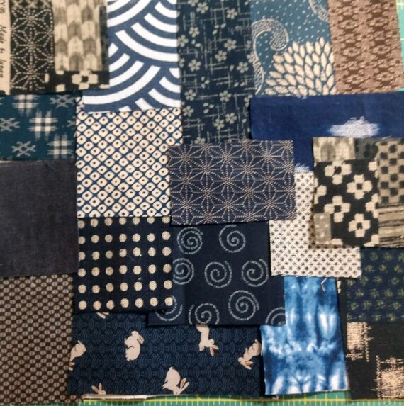 Slow Stitch Kit/boro Collage Kit/collage/indygo Blue - Etsy