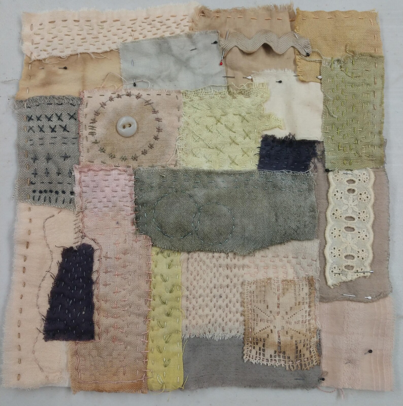 Slow Stitch Kit With Hand Dyed Fabrics /collage Kit / Embellishments ...