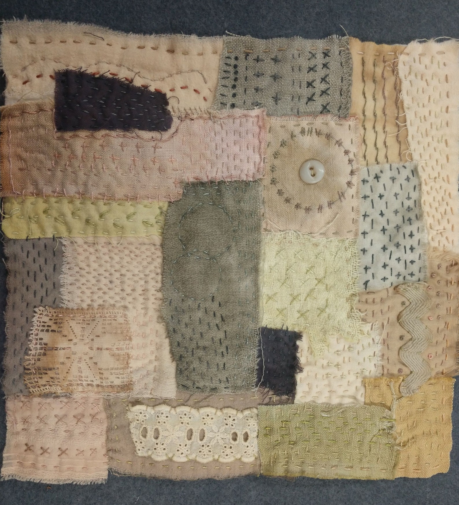 Slow Stitch Kit With Hand Dyed Fabrics /collage Kit / Embellishments ...
