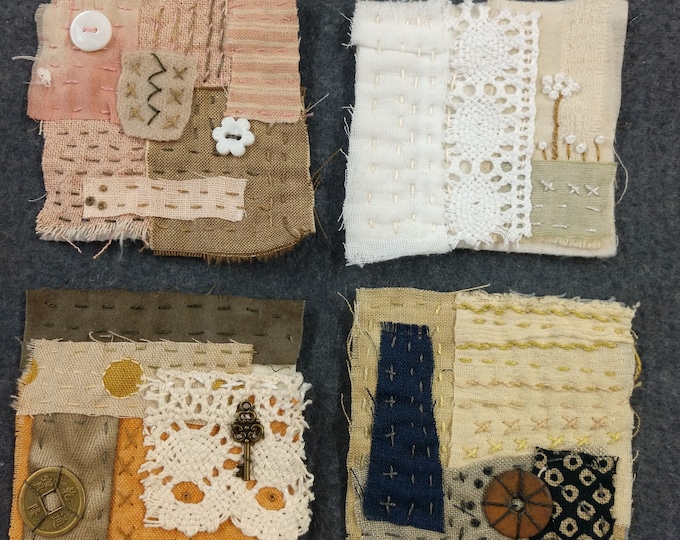 Primitive Slow Stitch Kit/ Collage/ Boro Collage/ Mindful Stitching ...