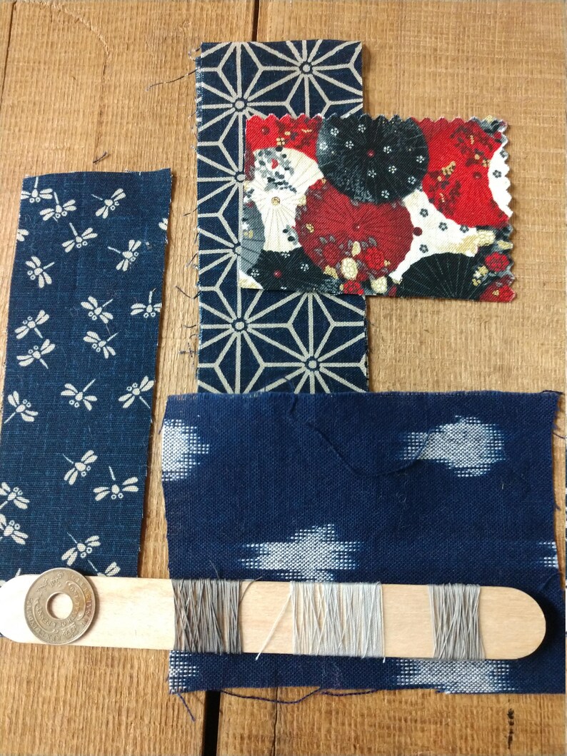 Slow Stitch Kit/boro Collage Kit/collage/indygo Blue - Etsy