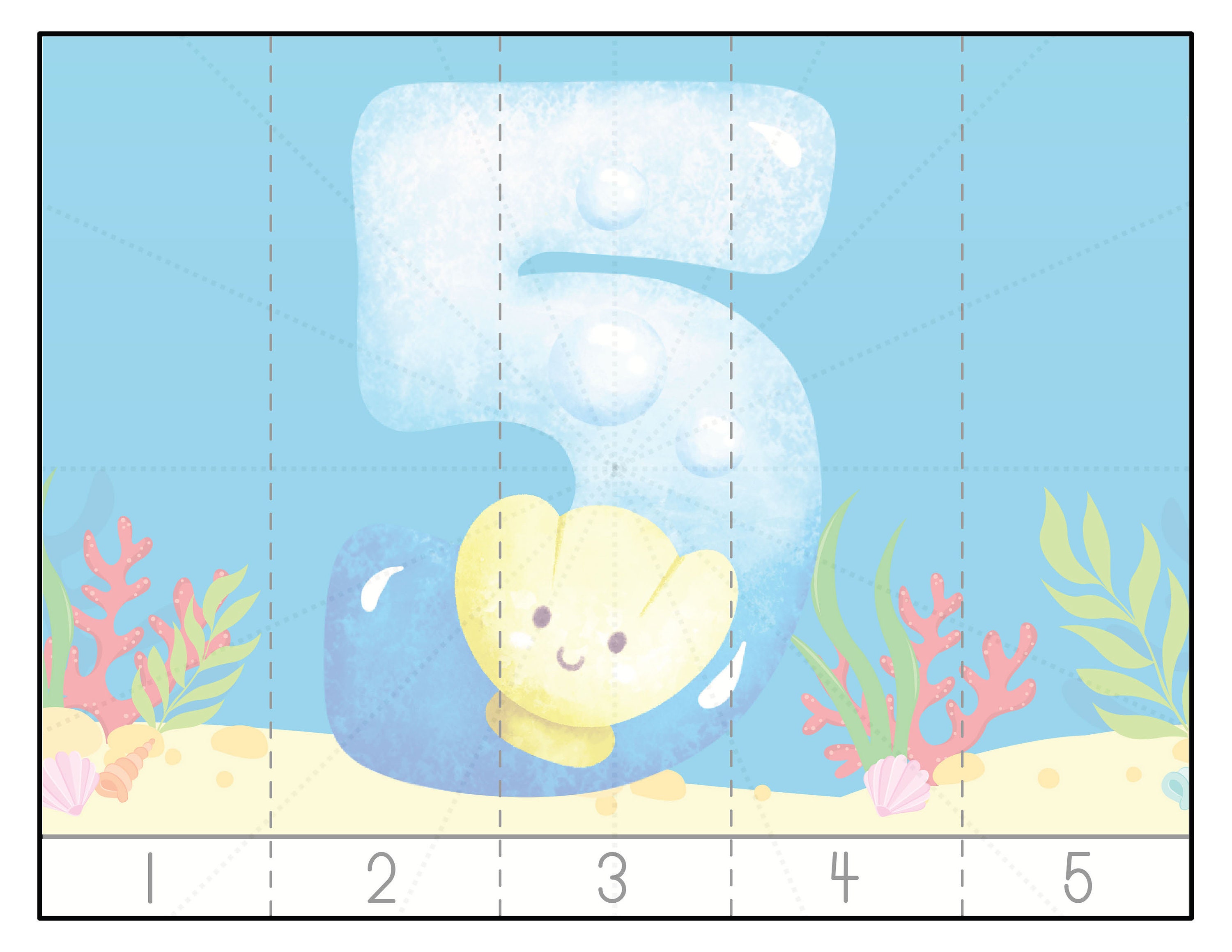 Sea Animals Numbers 1-5 Printable Puzzles - Etsy