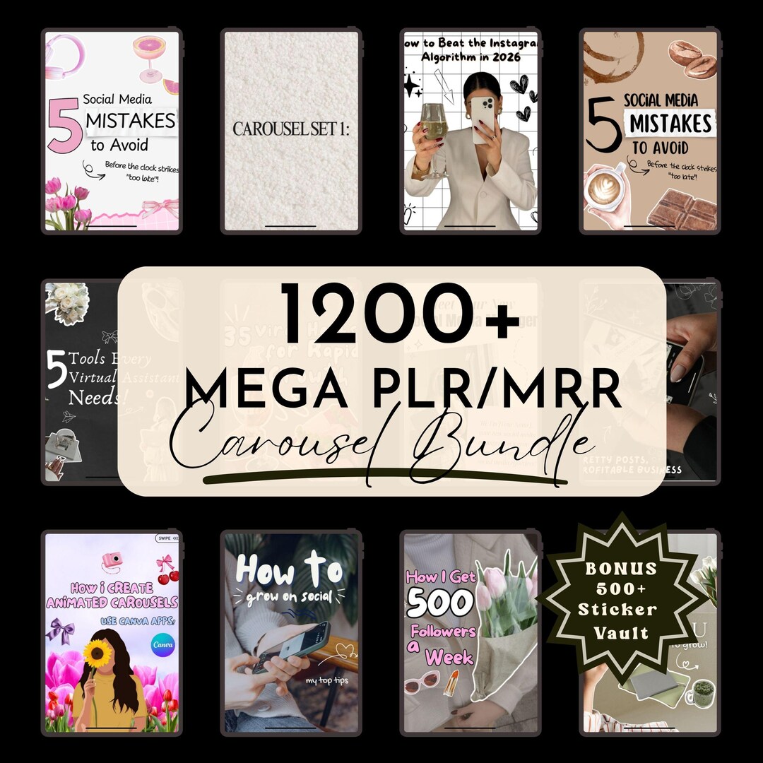 1200+ PLR MRR Canva Carousel Bundle, Social Media Templates, Ebooks ...