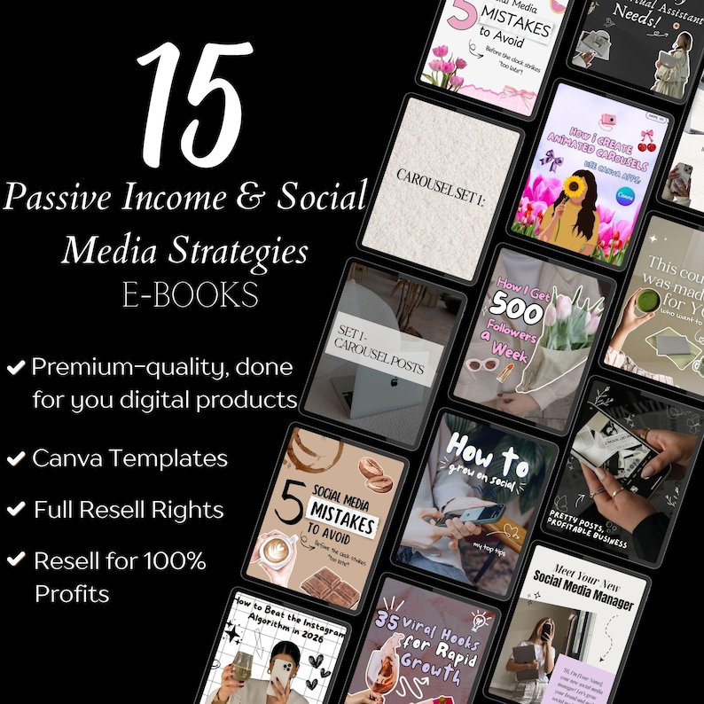 1200+ PLR MRR Canva Carousel Bundle, Social Media Templates, Ebooks ...