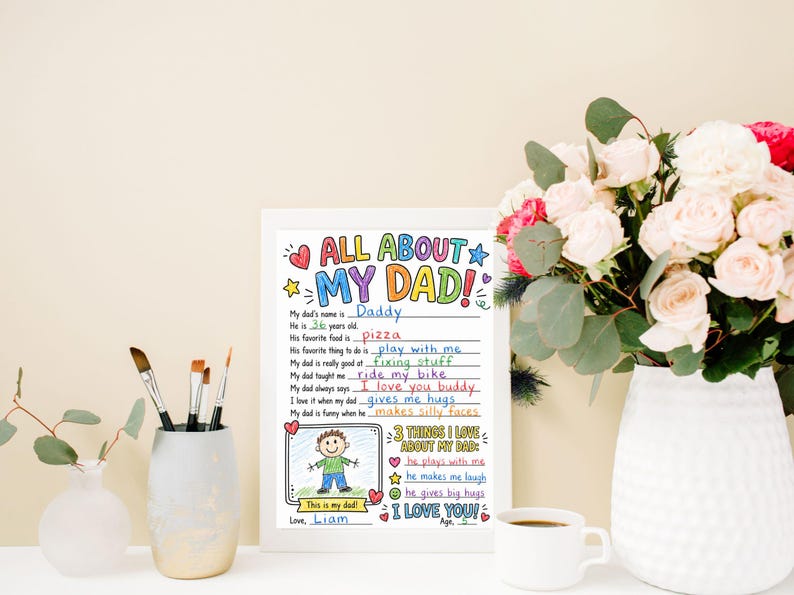 All About My Dad Printable Worksheets | Kids Father's Day Coloring ...