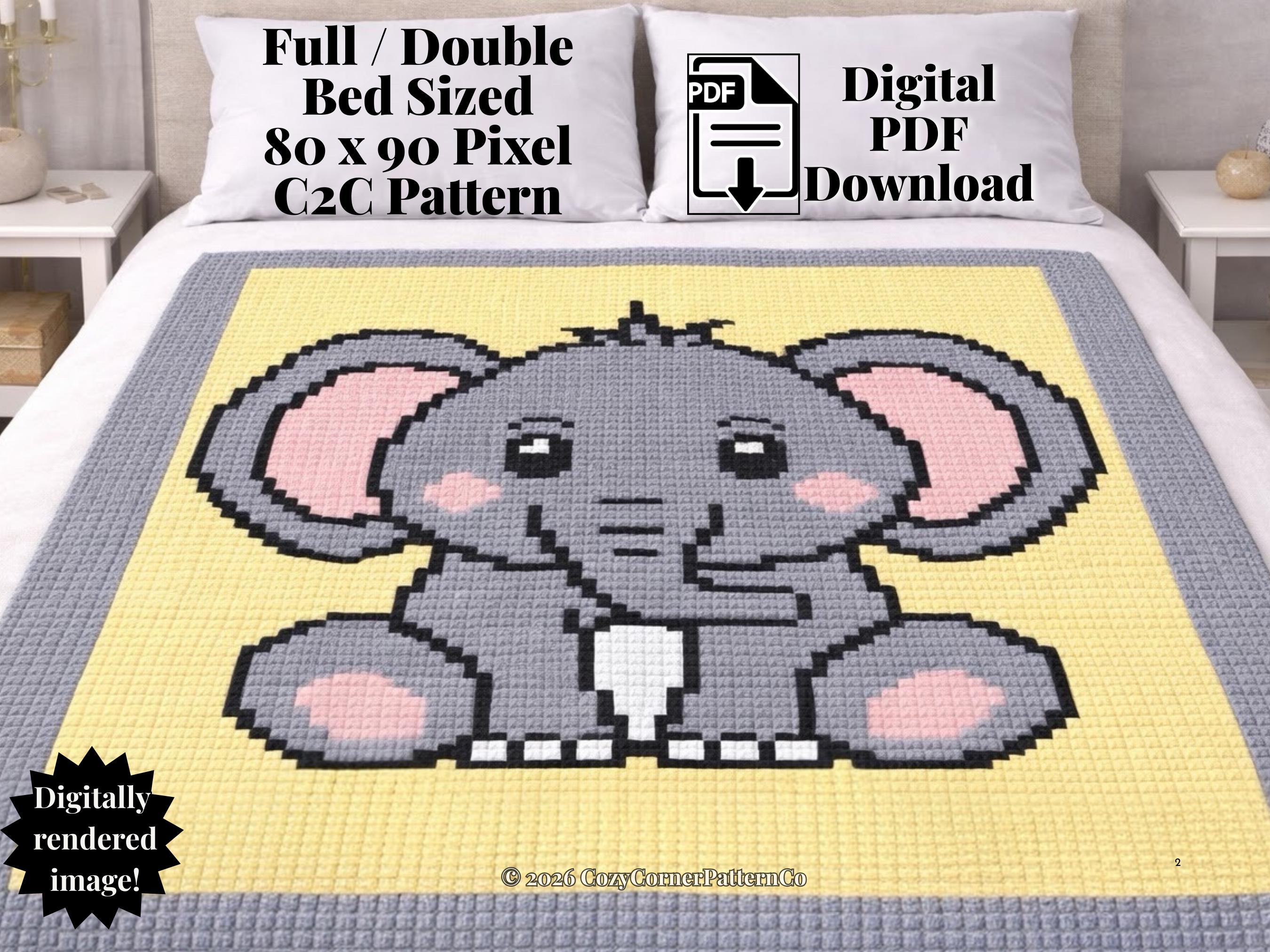 Elephant C2C Crochet Blanket Pattern (instant Digital PDF Download) - Etsy