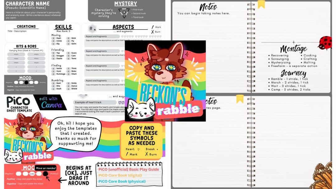 Pico Gray Editable Character Sheet Template - Etsy Australia