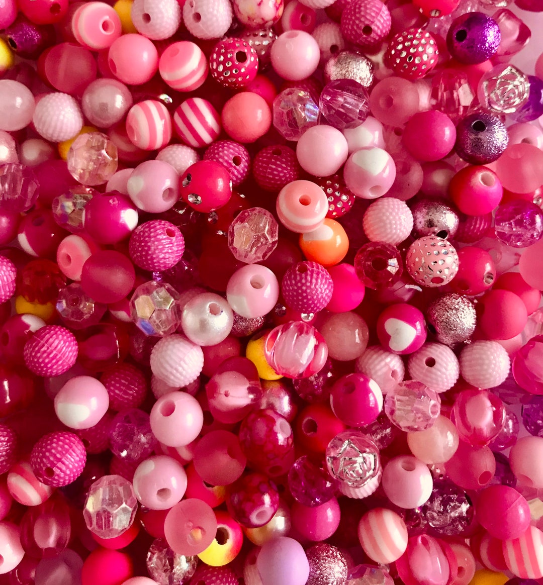 Pink Bubblegum Bead Mix, 8mm Acrylic Bead Mix, Assorted Bulk Mix Pink ...