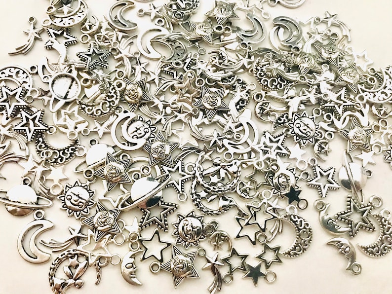 Celestial sun Moon and star charms universe theme Charms | Etsy