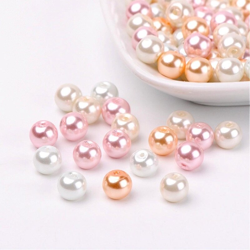 String Of Pearls 1000 Mixed Colour Pearl Glass Beads - 10mm Round ...