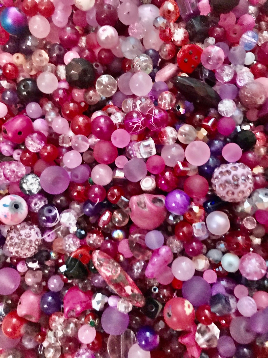 Pink Bead Soup, Assorted Glass With Pink, Purple and Red Bead Mix of ...